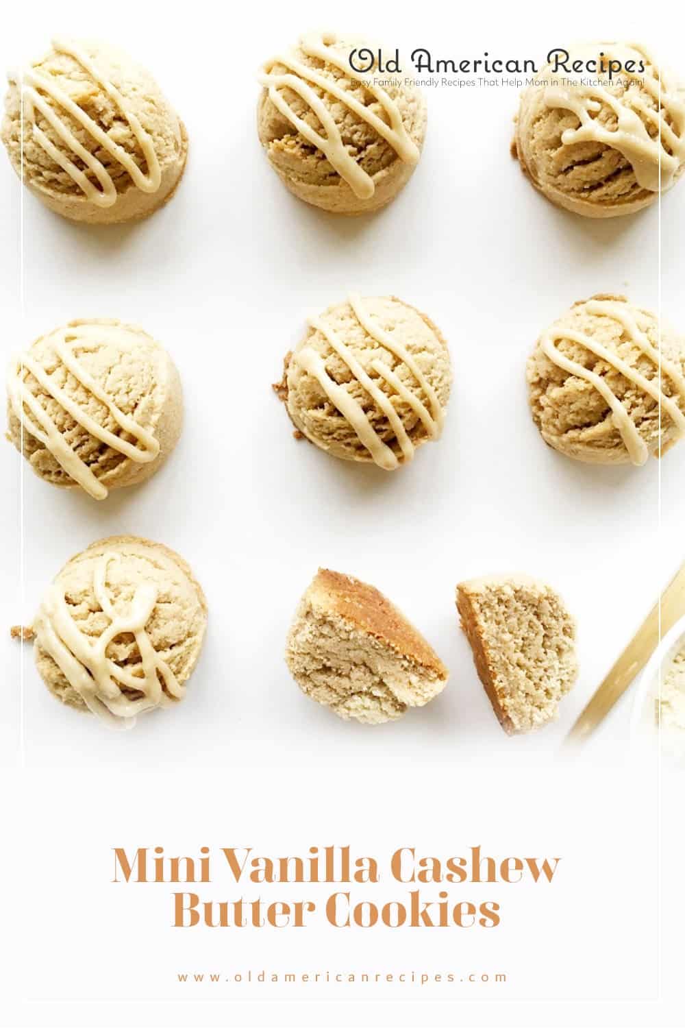 Mini Vanilla Cashew Butter Cookies - Old American Recipes